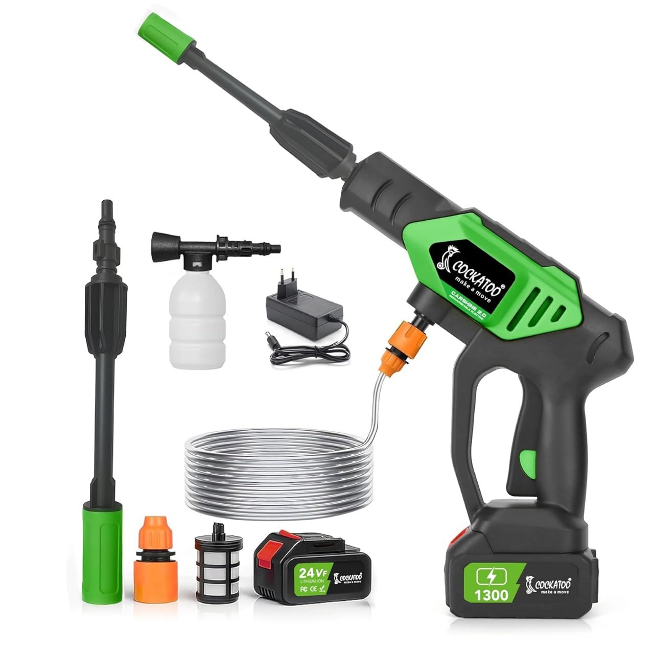 Cockatoo CarShine2.0 | Rechargeable Pressure Washer Gun 21V |Single Ba