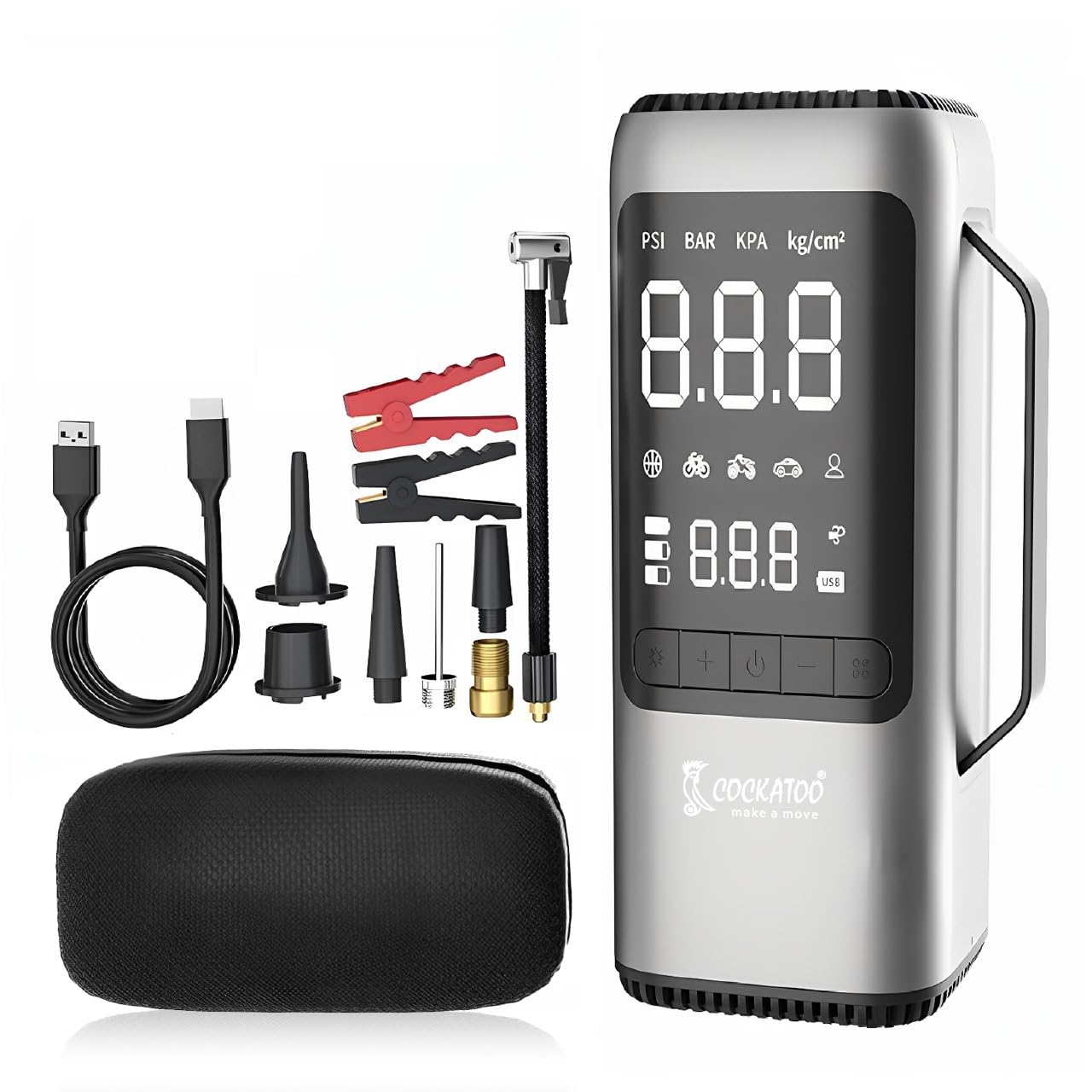 Cockatoo ATJ-9366 | Tyre inflator 4-in-1 Portable Jump Starter with Ai