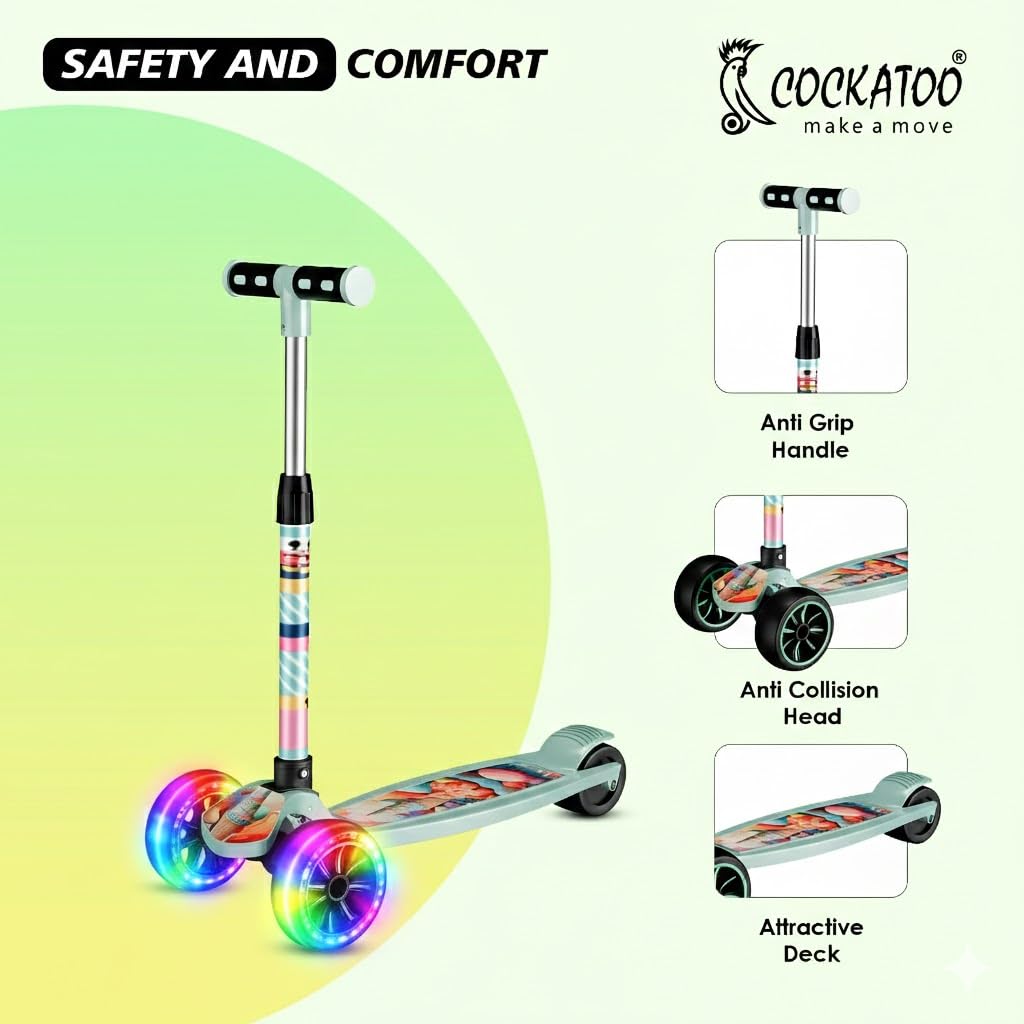 Cockatoo Little Bus | LED Kick Scooter | Kids Upto 2-8 Yrs| 4 Adjustab