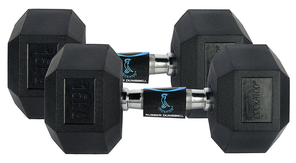 Cockatoo Hex Rubber Dumbbells (Pairs) - Premium Quality, Odor-Free, an